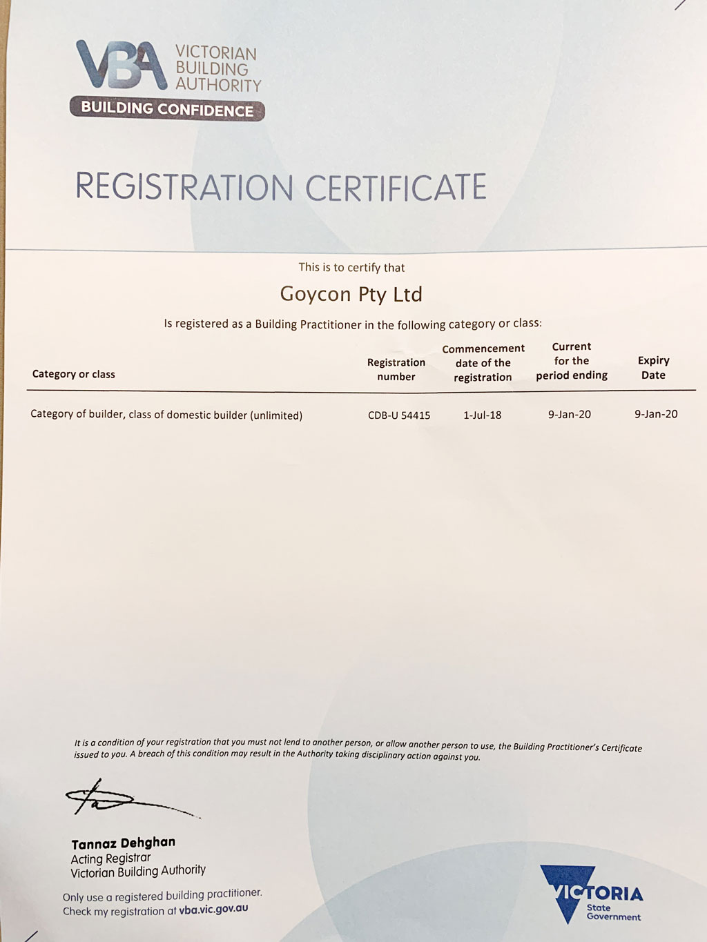 Registered Builder | Goycon